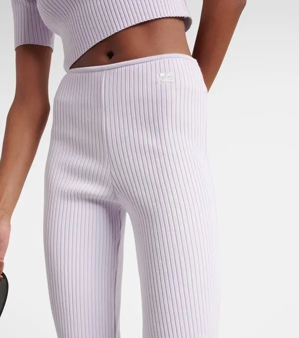 COURREGES Reedition Ribbed-knit Flared Pants