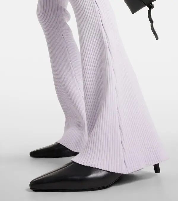 COURREGES Reedition Ribbed-knit Flared Pants