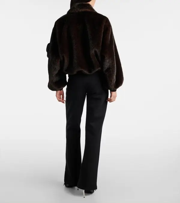 Coperni Zip-up Faux Fur Bomber Jacket With Sleeve Pocket - Black