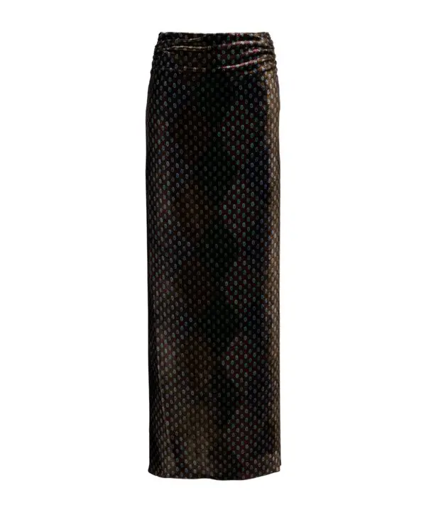 Dries Van Noten Printed Satin Maxi Skirt - Black