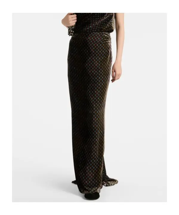 Dries Van Noten Printed Satin Maxi Skirt