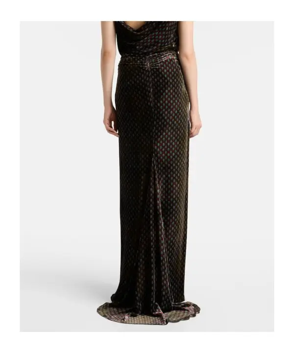 Dries Van Noten Printed Satin Maxi Skirt