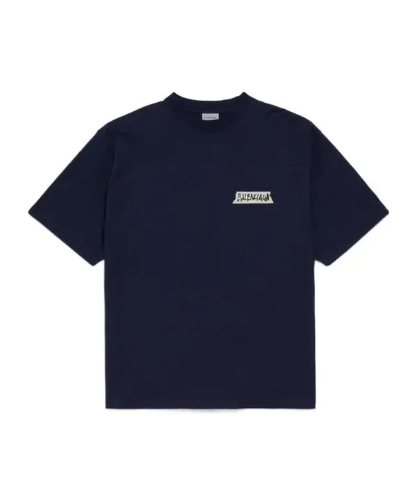 Balenciaga Masking Tape Medium Fit T-shirt In Navy - Navy Blue
