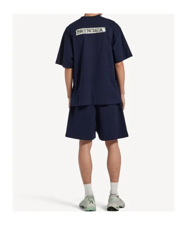 Balenciaga Masking Tape Medium Fit T-shirt In Navy - Navy Blue