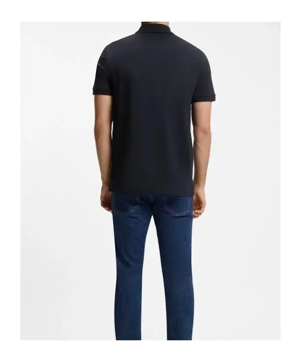 Hugo Boss Zip-neck Logo Polo Shirt - Dark Blue