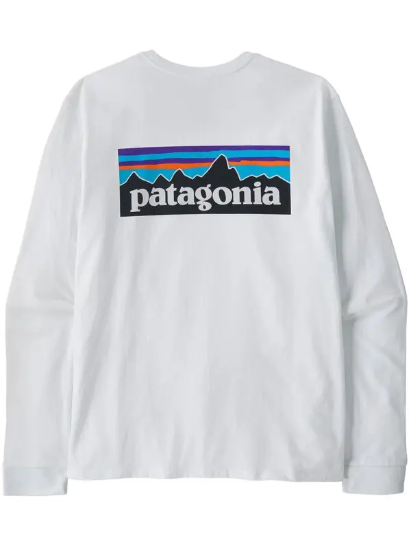 Patagonia T-shirt L/s P-6 Logo Responsibili-tee - White