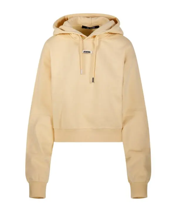 Jacquemus Logo Patch Drawstring Hoodie - Nude
