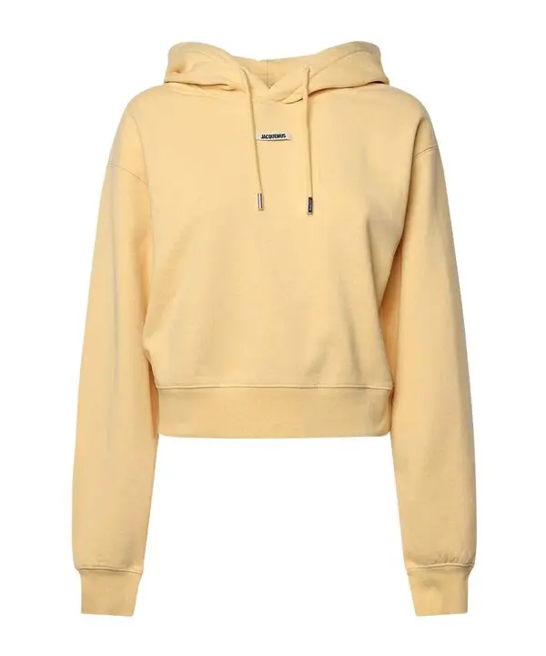 Jacquemus Logo Patch Drawstring Hoodie - Yellow