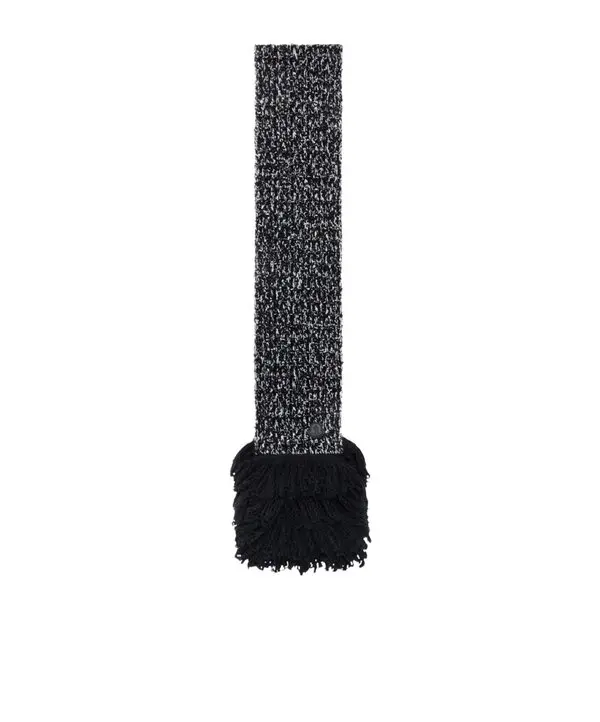 Moncler Fringe-trim Wool Blend Scarf - Black