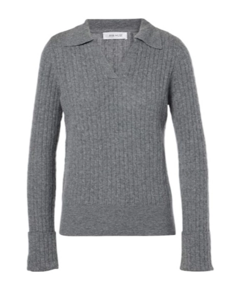 AYA MUSE Gaia Cashmere Polo Sweater - Gray
