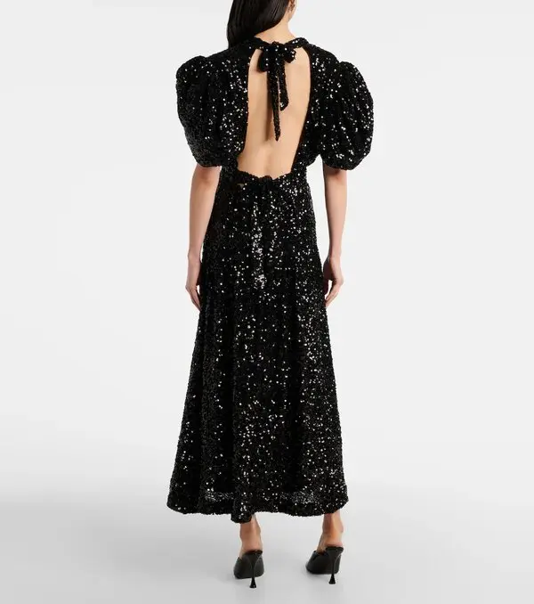 ROTATE BY BIRGER CHRISTENSEN Sequined Puff Sleeve Dress