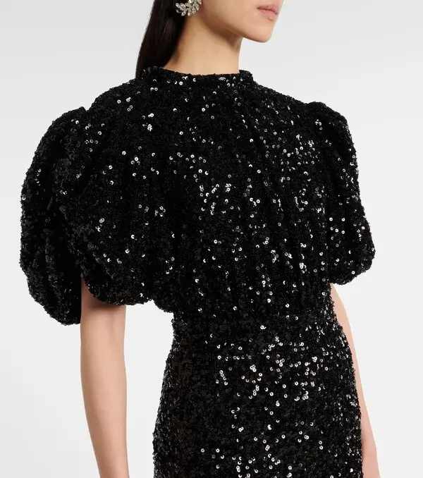 ROTATE BY BIRGER CHRISTENSEN Sequined Puff Sleeve Dress