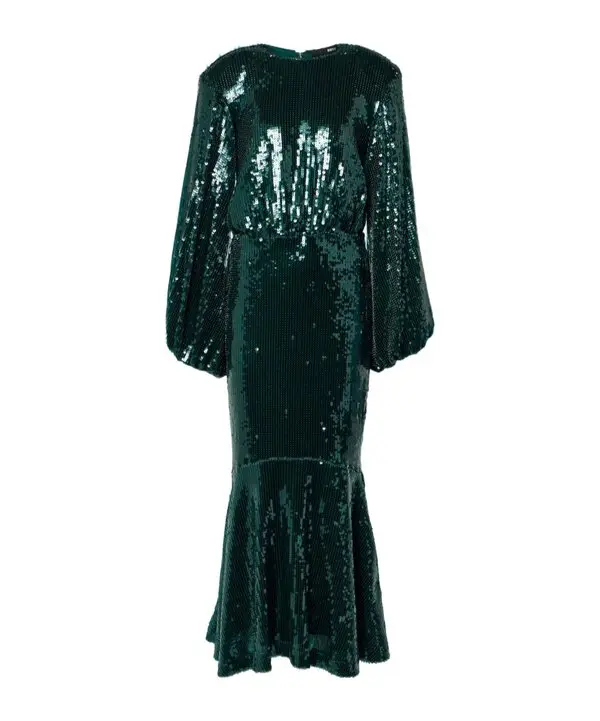 ROTATE BY BIRGER CHRISTENSEN Sequined Long-sleeved Dress - Black