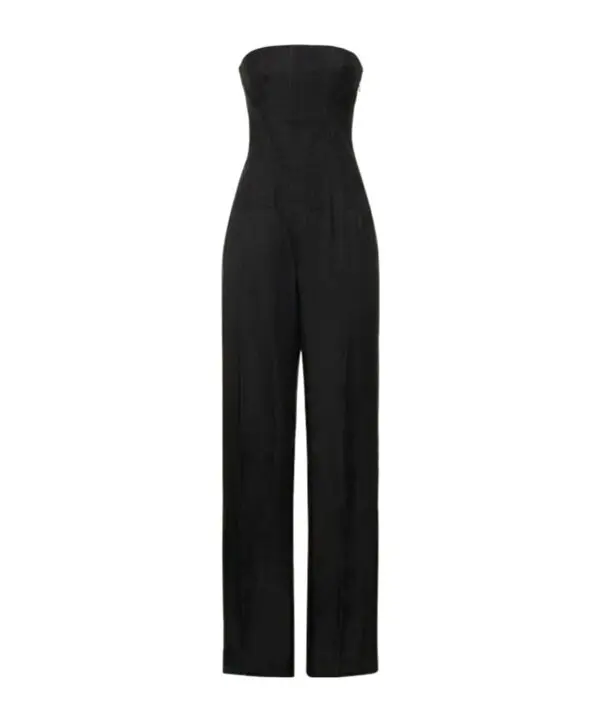 Stella McCartney Crepe Corset Wide Leg Jumpsuit - Black