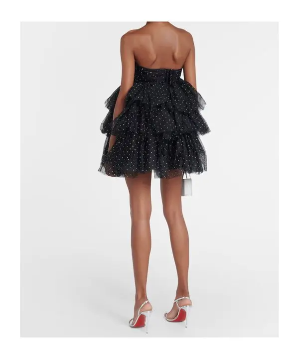ROTATE BY BIRGER CHRISTENSEN Embellished Strapless Tulle Minidress