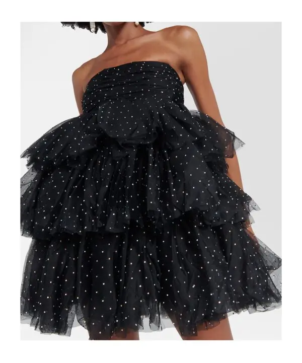 ROTATE BY BIRGER CHRISTENSEN Embellished Strapless Tulle Minidress
