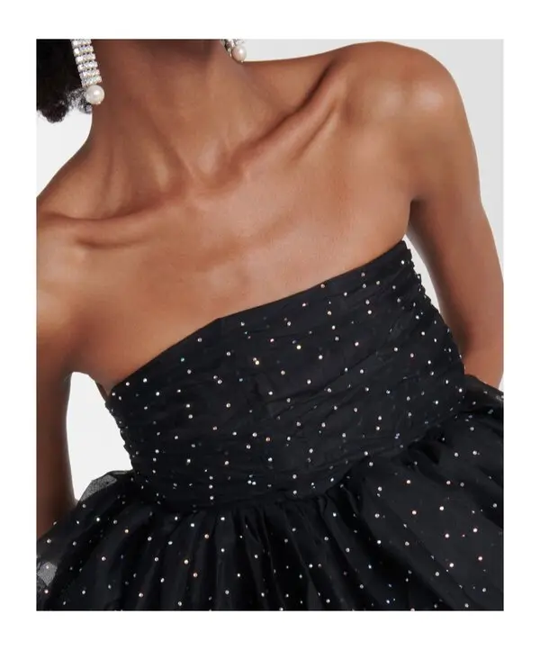 ROTATE BY BIRGER CHRISTENSEN Embellished Strapless Tulle Minidress