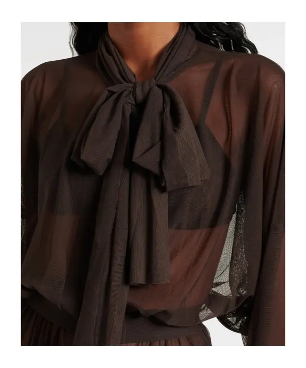 Norma Kamali Balloon Sleeve Mesh Shirt Dress