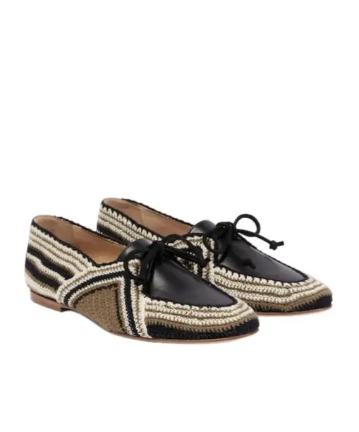 Gabriela Hearst Hays Leather-paneled Crocheted Loafers - Black
