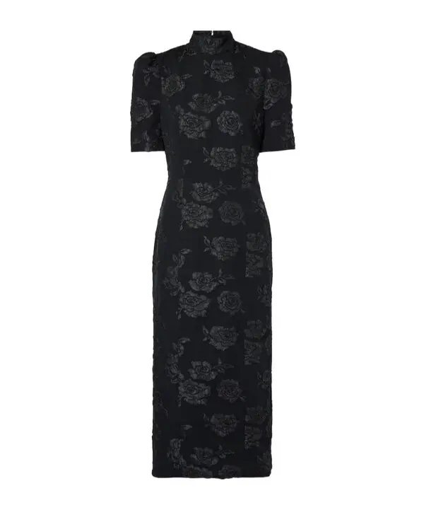 ROTATE BY BIRGER CHRISTENSEN Floral Jacquard Dress - Black