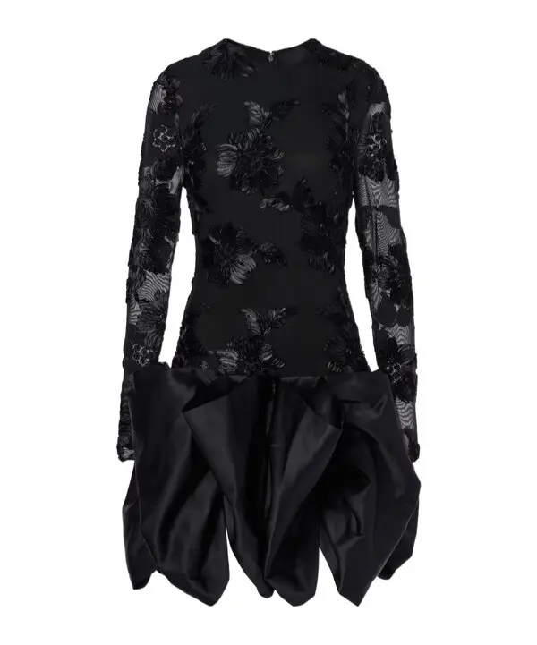 ROTATE BY BIRGER CHRISTENSEN Floral Embroidered Dress - Black