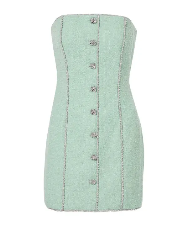 ROTATE BY BIRGER CHRISTENSEN Bouclé Tube Top Dress - Green