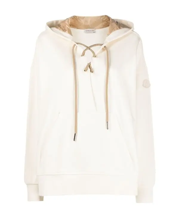 Moncler Drawstring-fastened Logo-patch Hoodie - Beige