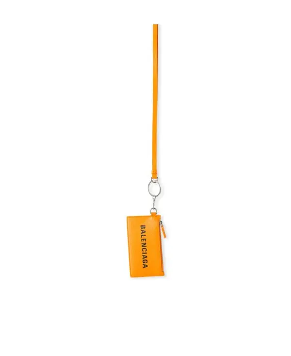 Balenciaga Key Ring Logo Card Bag - Orange