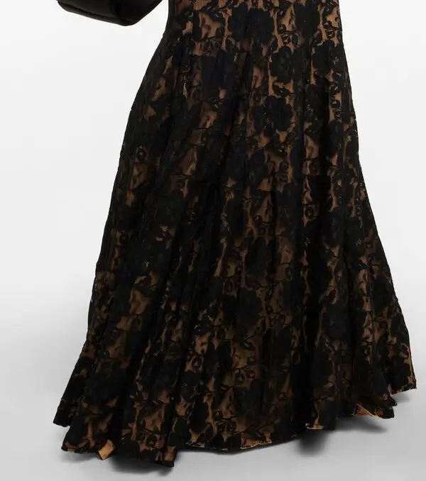 Norma Kamali Fishtail Lace-overlay Gown