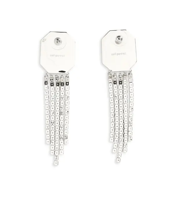 SELF-PORTRAIT Crystal Droplet Fringe Earrings