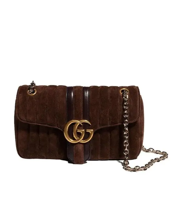 Gucci Jetset Gg Marmont Medium Shoulder Bag - Dark Brown