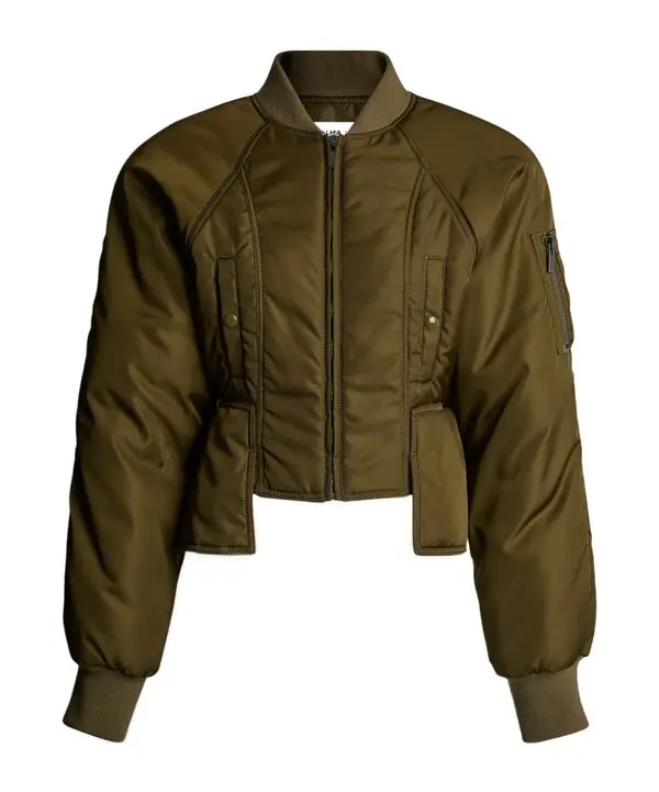 Balmain Nylon Signature Bomber Jacket - Green
