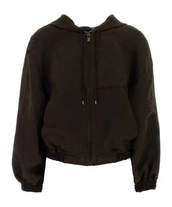Magda Butrym Cropped Hooded Jacket With Contrast Stitching