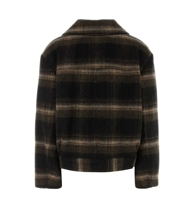 Isabel Marant Étoile Galeane Cropped Plaid Wool-blend Jacket With Tassel Detailing - Black/khaki