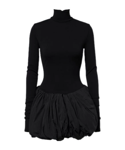Magda Butrym Wool-blend Turtleneck Mini Dress With Voluminous Skirt