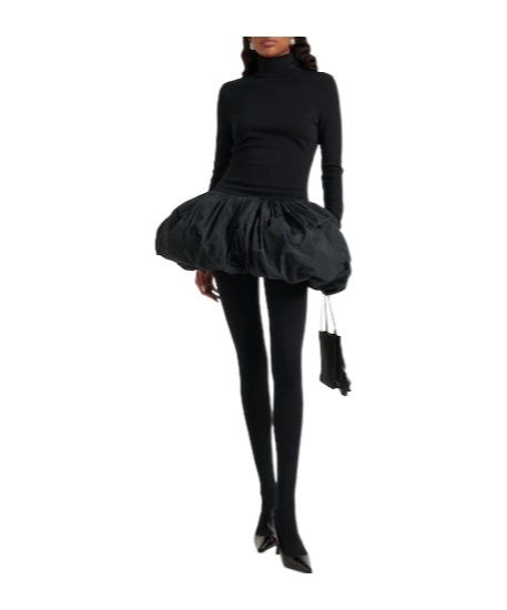 Magda Butrym Wool-blend Turtleneck Mini Dress With Voluminous Skirt
