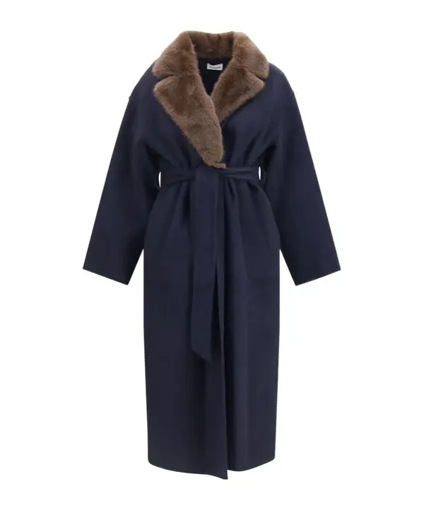 P.a.r.o.s.h Belted Fur-collar Coat - Blue