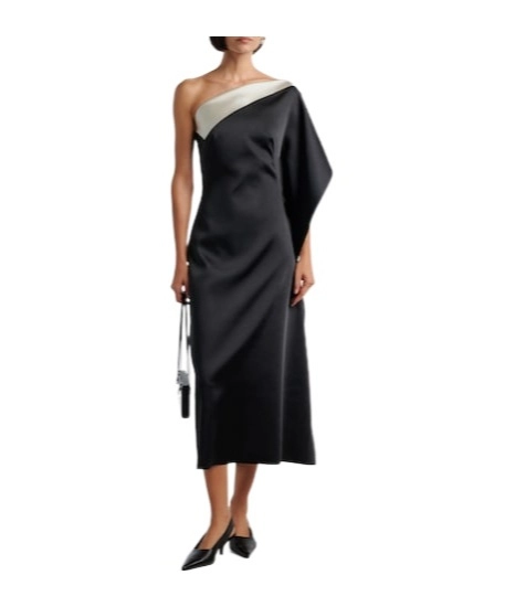 RÓHE One-shoulder Satin Dress With Colorblock Splicing