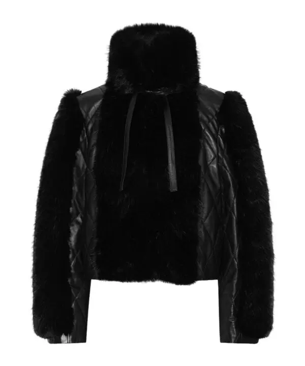 ROTATE BY BIRGER CHRISTENSEN Long-sleeve Leather Jacket - Black