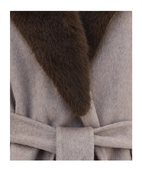 P.a.r.o.s.h Belted Fur Collar Midi Coat
