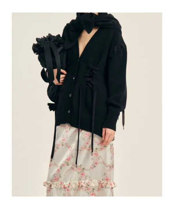 Simone Rocha Merino Sculpted Corset Cardigan