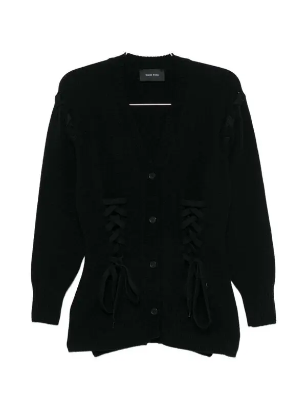Simone Rocha Lace-up Merino Cardigan - Black