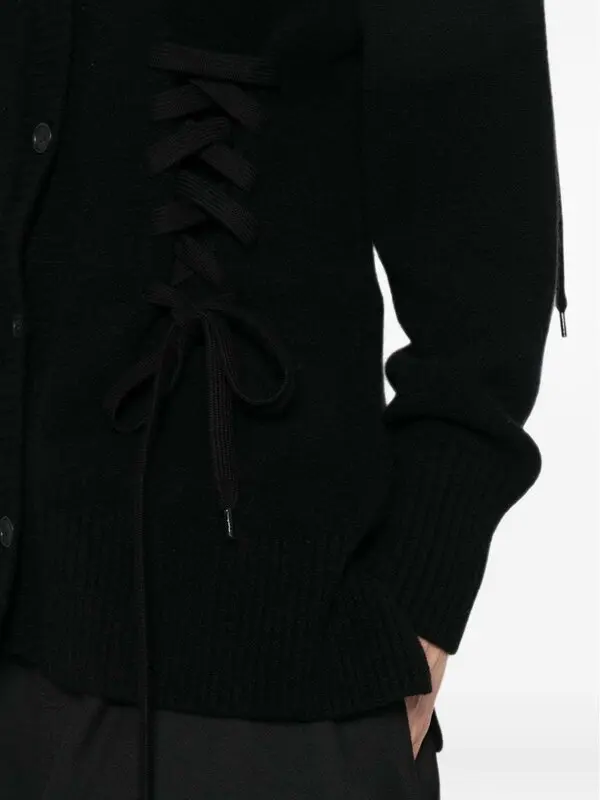 Simone Rocha Lace-up Merino Cardigan - Black