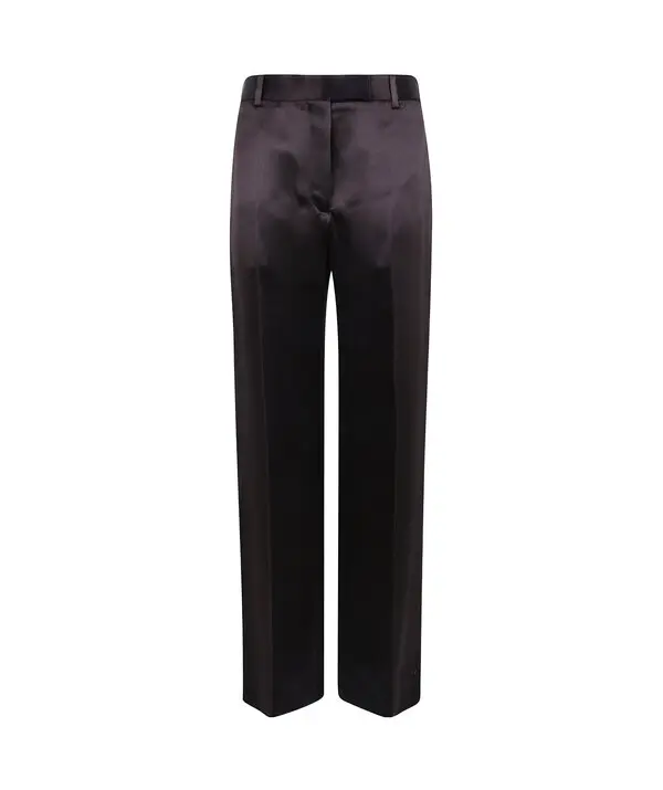 TOM FORD Silk Satin Wide Leg Tailored Pants - Chocolate