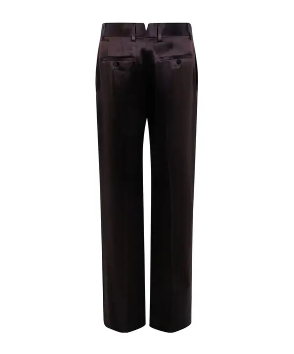TOM FORD Silk Satin Wide Leg Tailored Pants