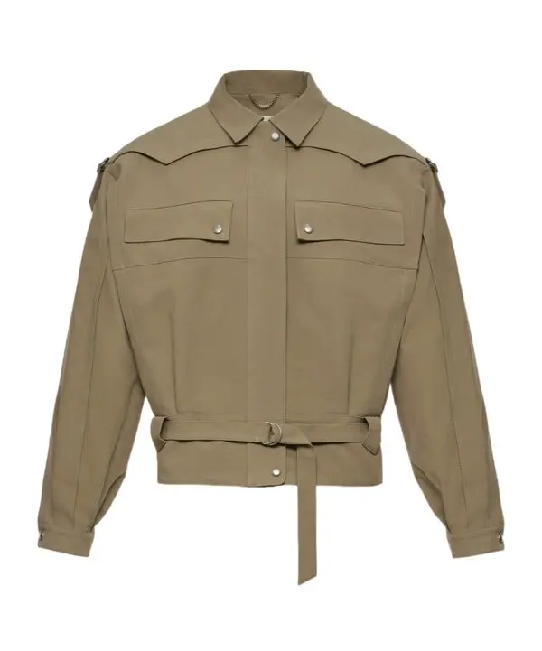 Magda Butrym Cotton Utility Jacket With Belt - Khaki