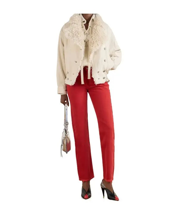 Isabel Marant Étoile Denim Valineo Jacket With Fur Insert - Sand