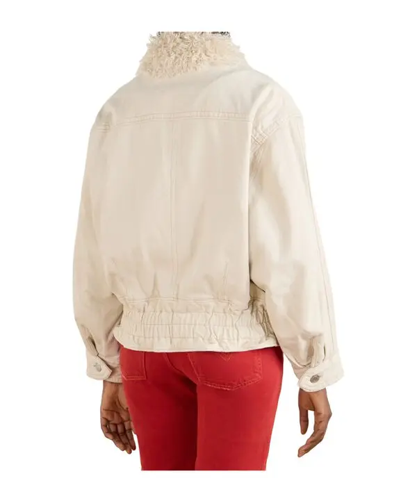 Isabel Marant Étoile Denim Valineo Jacket With Fur Insert - Sand