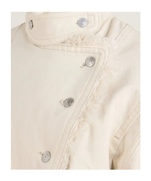 Isabel Marant Étoile Denim Valineo Jacket With Fur Insert - Sand