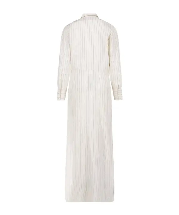 DONDUP Pinstripe-print Draped Maxi Gown
